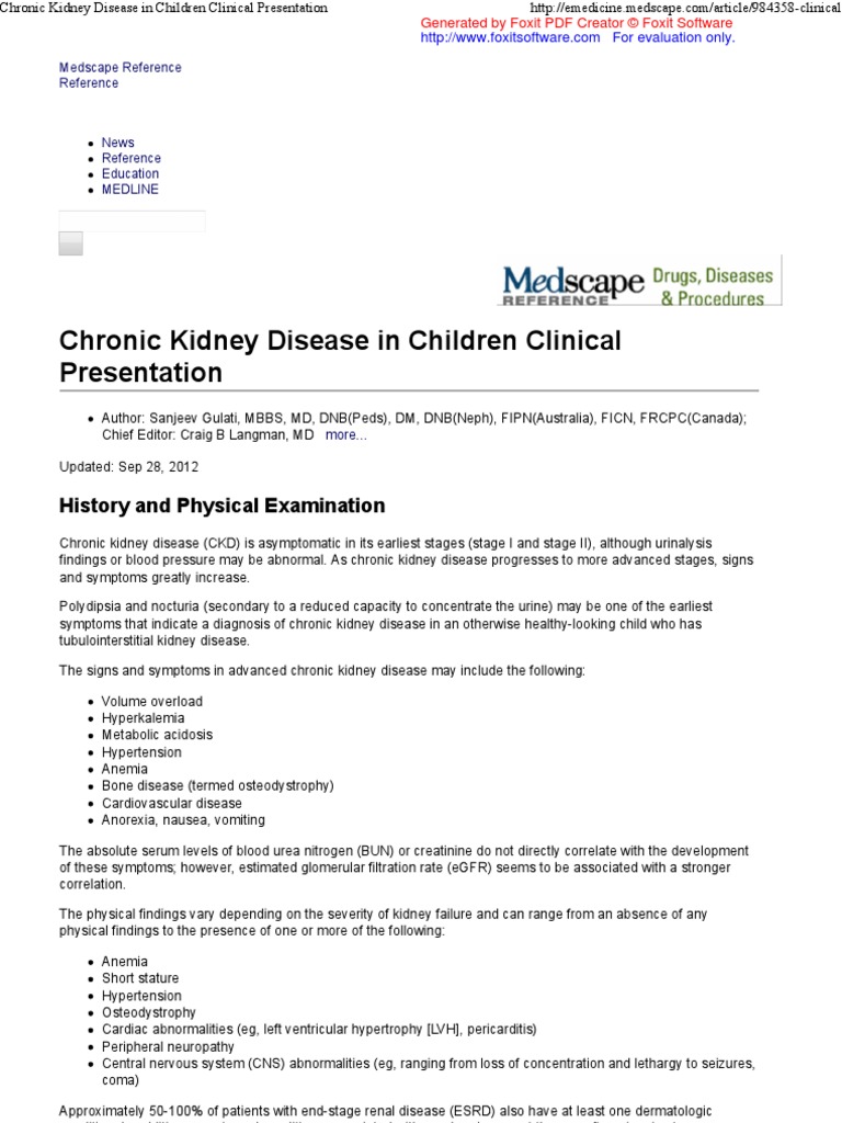 Chronic Kidney Disease in Children Clinical Presentation | PDF ...