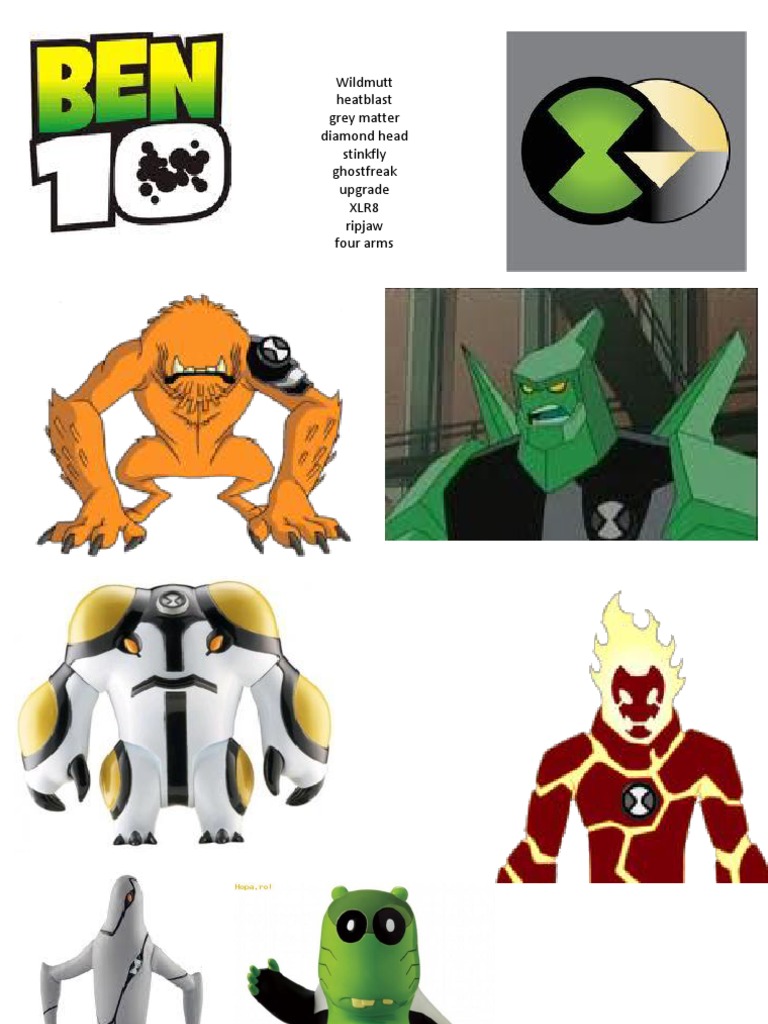 Wildmutt Heatblast Grey Matter Diamond Head Stinkfly Ghostfreak Upgrade ...