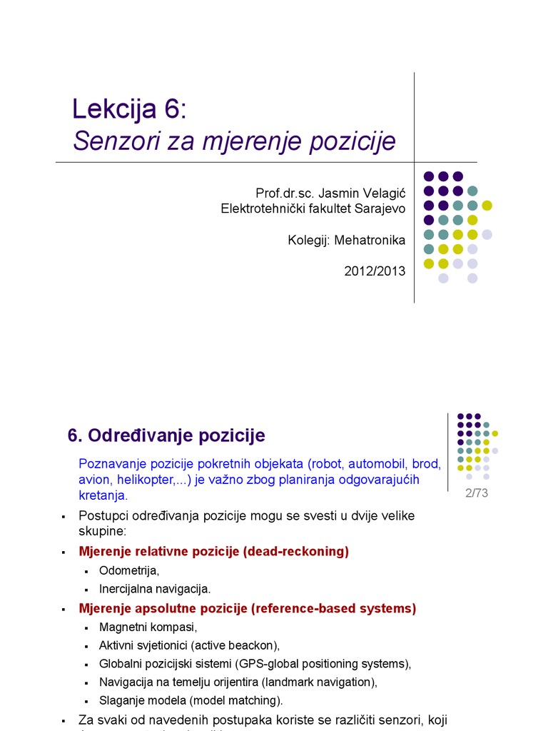 Lekcija - 6 - Senzori Za Mjerenje Pozicije PDF | PDF