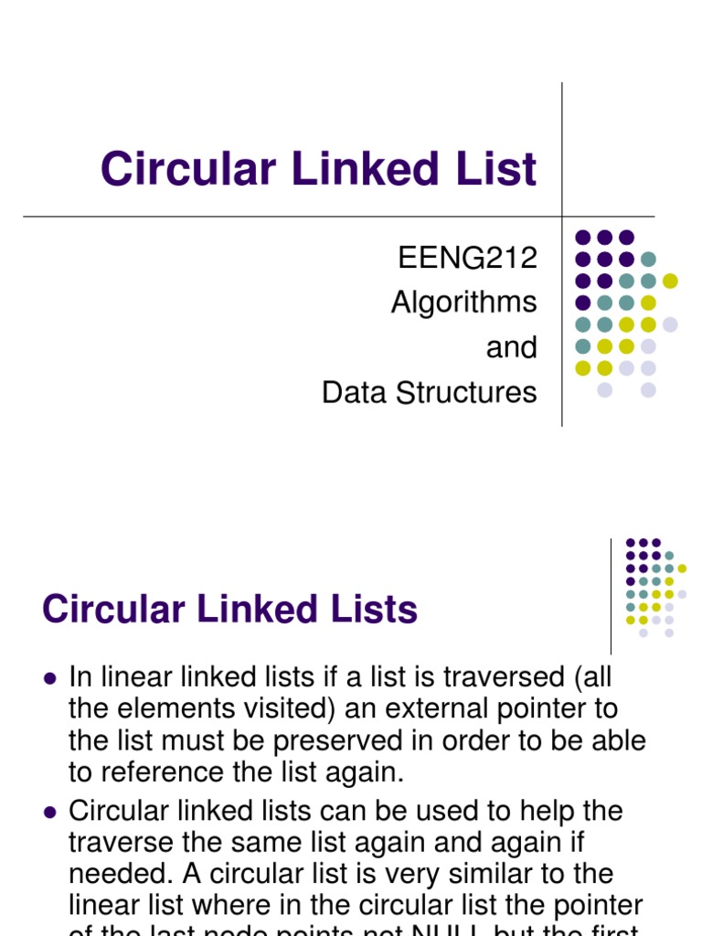 Circular Linked List | PDF | Algorithms And Data Structures | Software ...