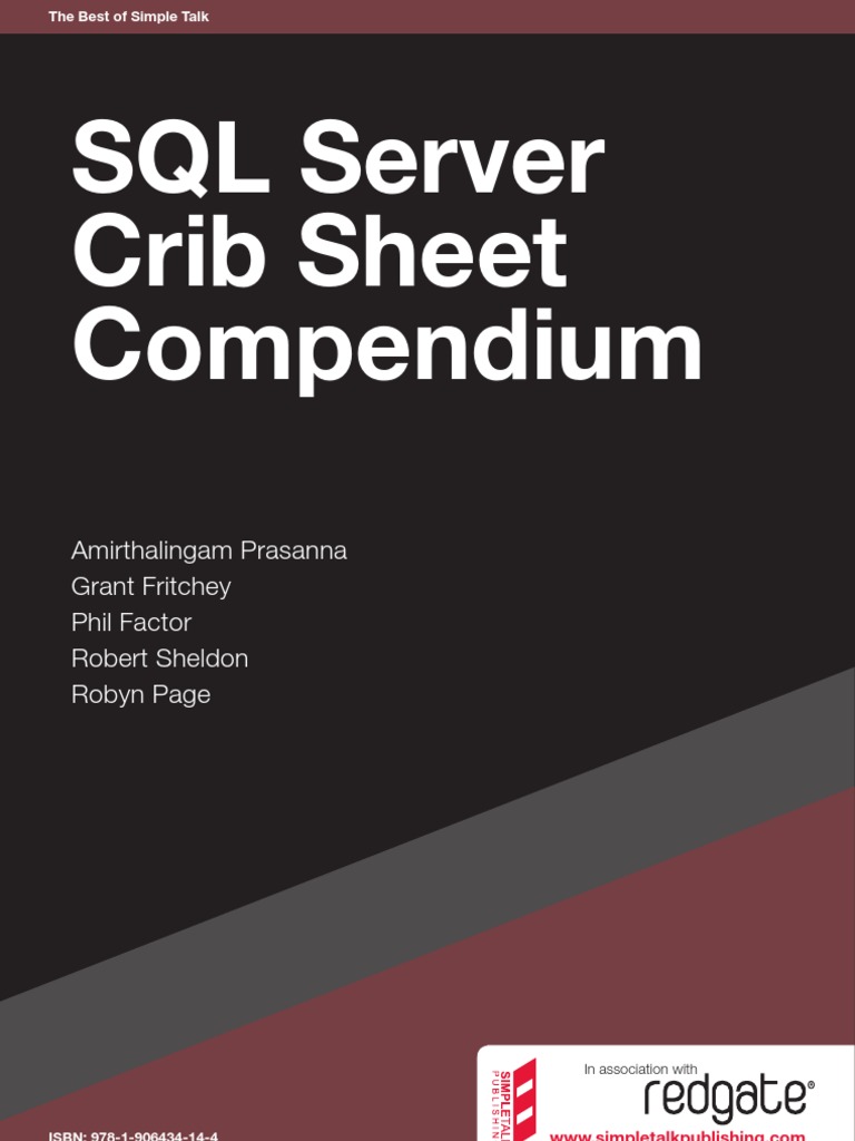 SQL Server Cribsheet Compendium | PDF SQL Server Cribsheet Compendium | PDF