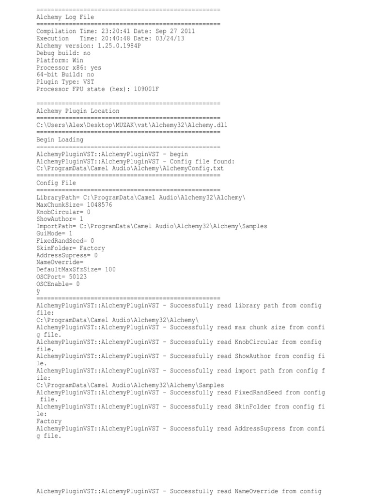 Alchemy Log | PDF | Computer File | Directory (Computing)
