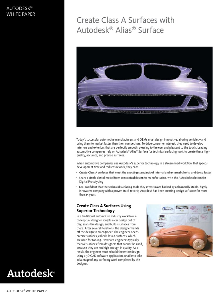 Create Class A Surfaces With Autodesk Alias Surface | PDF | Prototype ...
