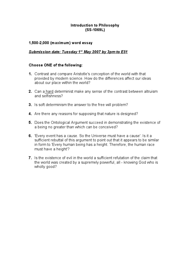 Philosophy Essay Topics Guide | PDF | Social Science