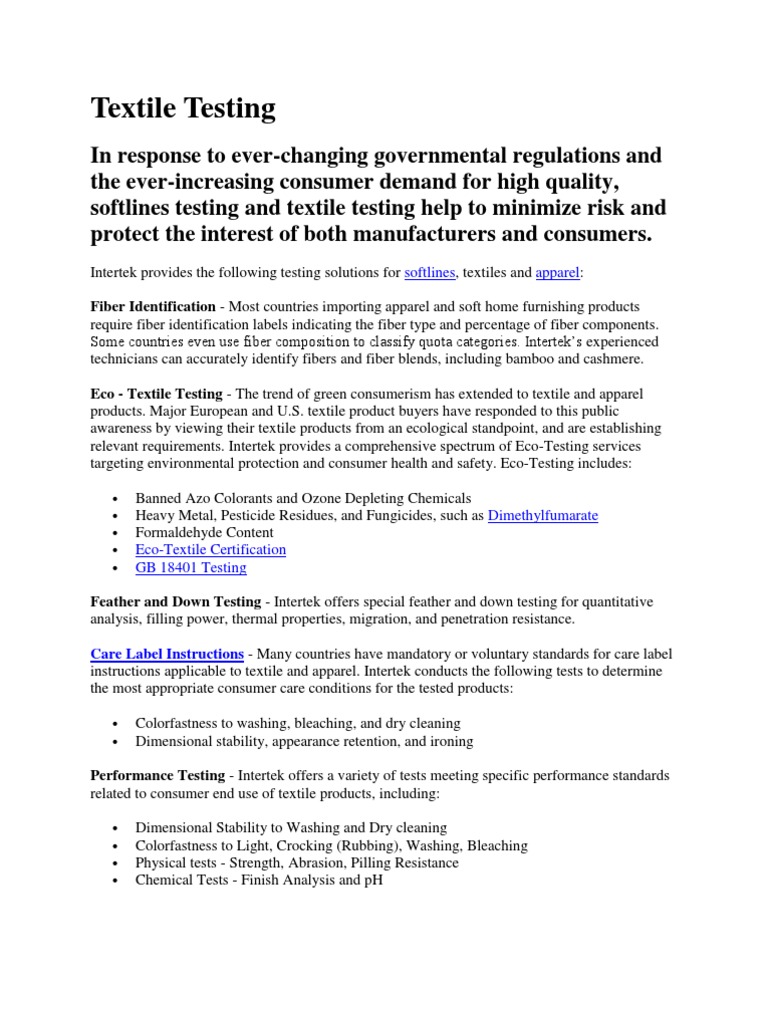 Textile Testing | PDF | Textiles | Clothing