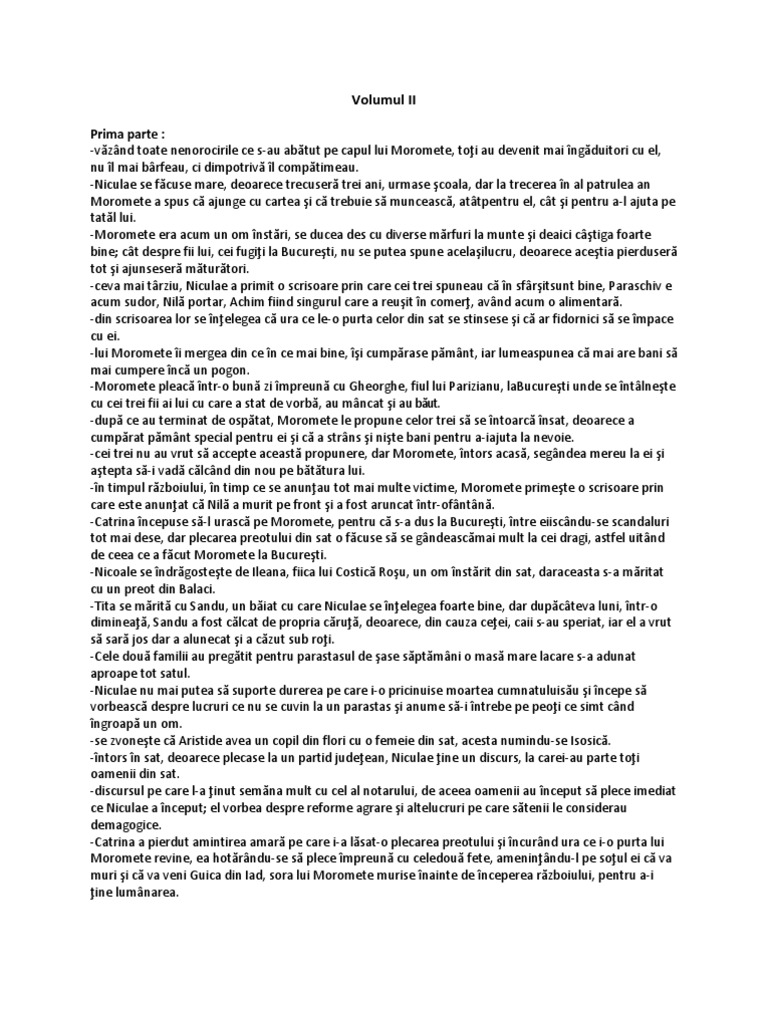 Morometii II - Marin Preda (Rezumat) | PDF