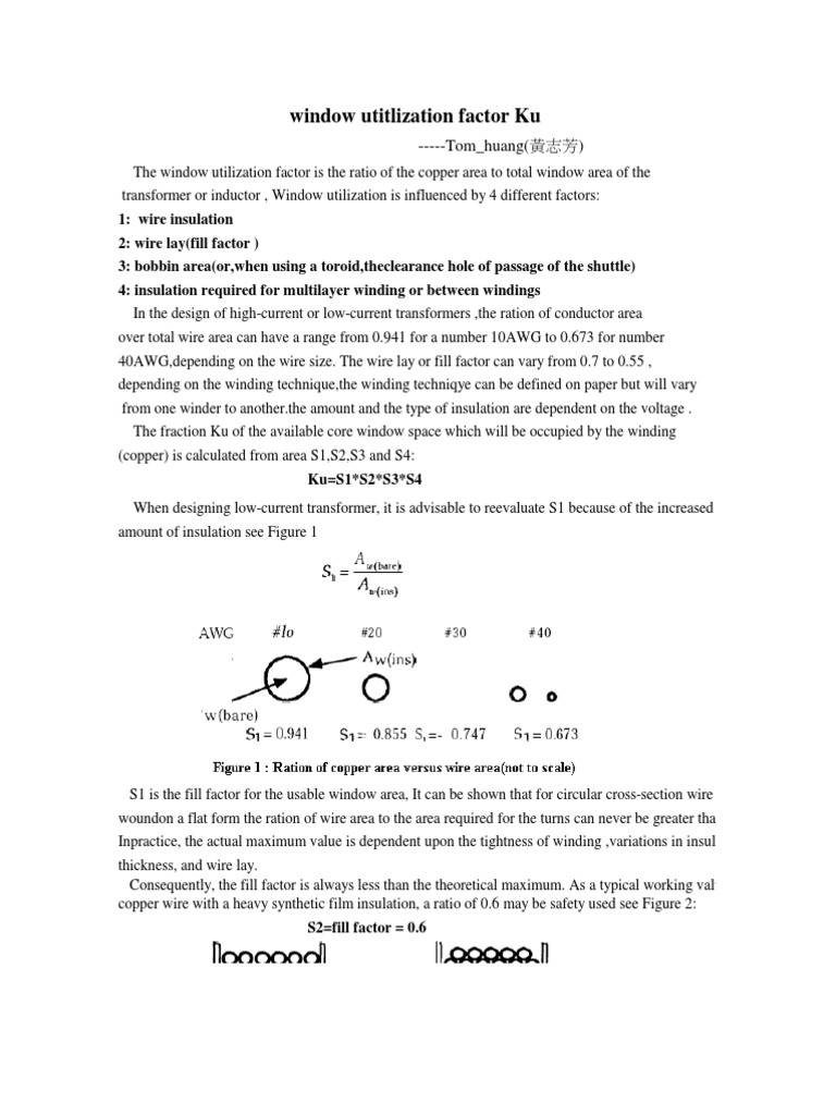 Transformer Window Utilization Factors | PDF | Wire | Transformer