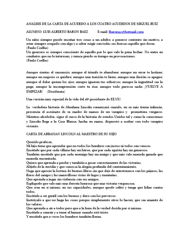Análisis de Carta de Lincoln y Valores | PDF | Homo Sapiens | Justicia