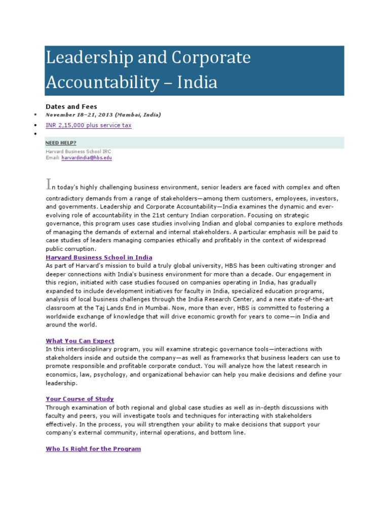 Leadership and Corporate Accountability | PDF | Governance | Leadership