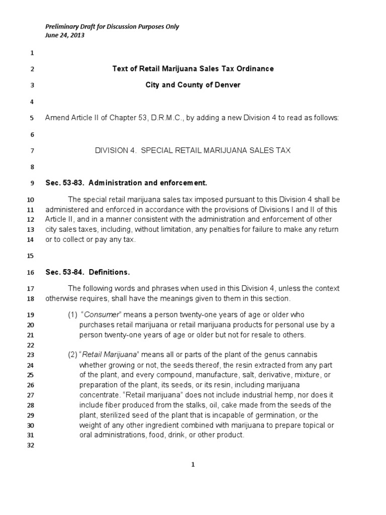 Marijuana Tax Bill Discussion Draft | PDF | Cannabis (Drug) | Taxes