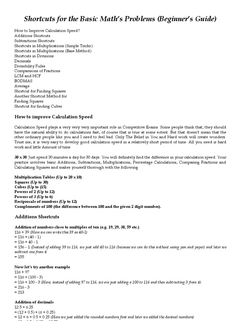 Basic Math | PDF | Fraction (Mathematics) | Mathematical Notation