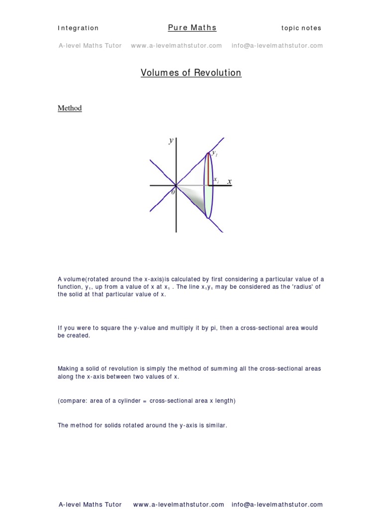 Volumes of Revolution in A-Level Maths | PDF | Volume | Integral