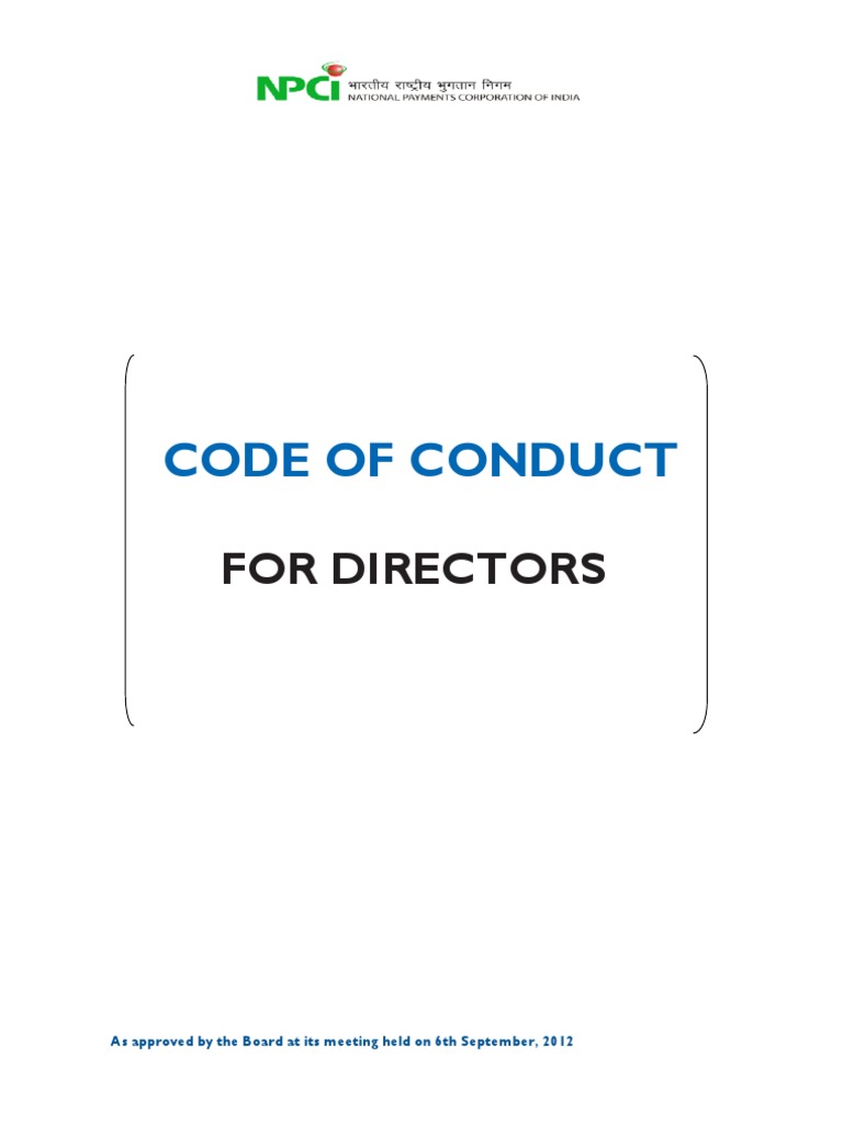 Code of Conduct | PDF | Board Of Directors | Grammatical Gender Code of Conduct | PDF | Board Of Directors | Grammatical Gender