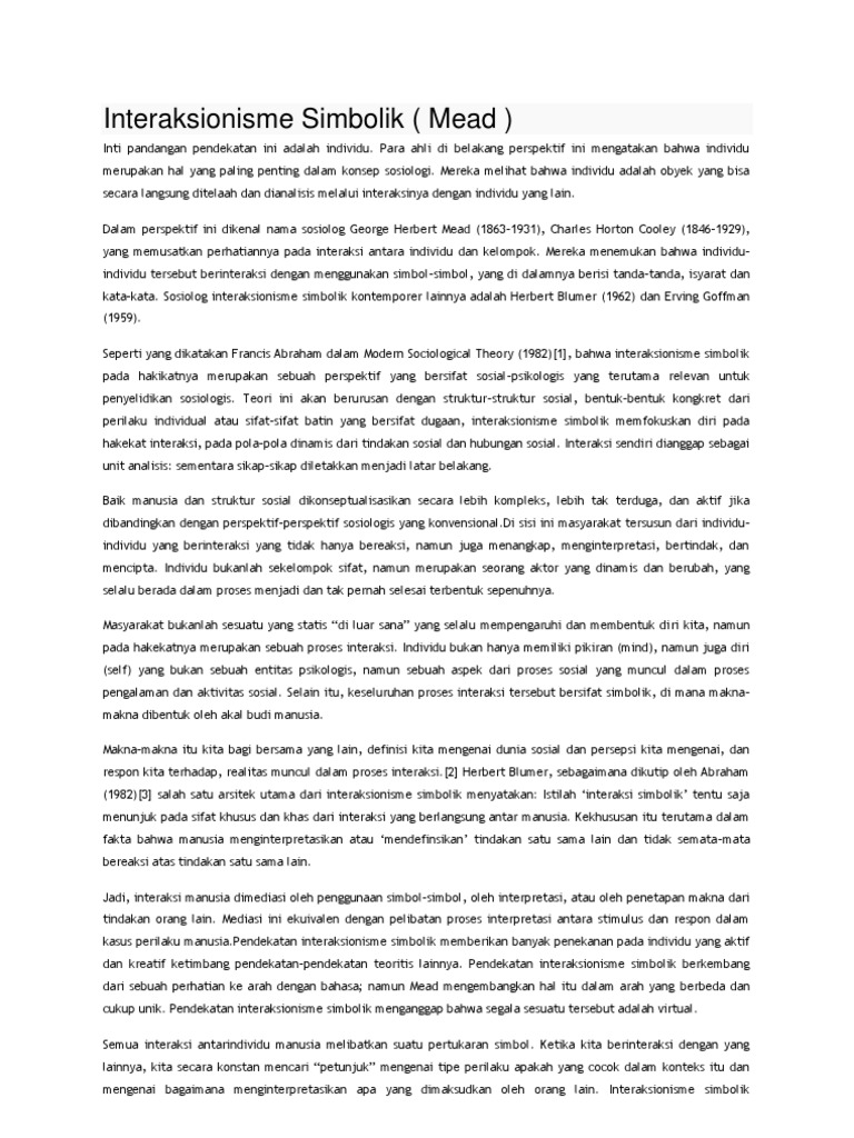 Interaksionisme Simbolik | PDF