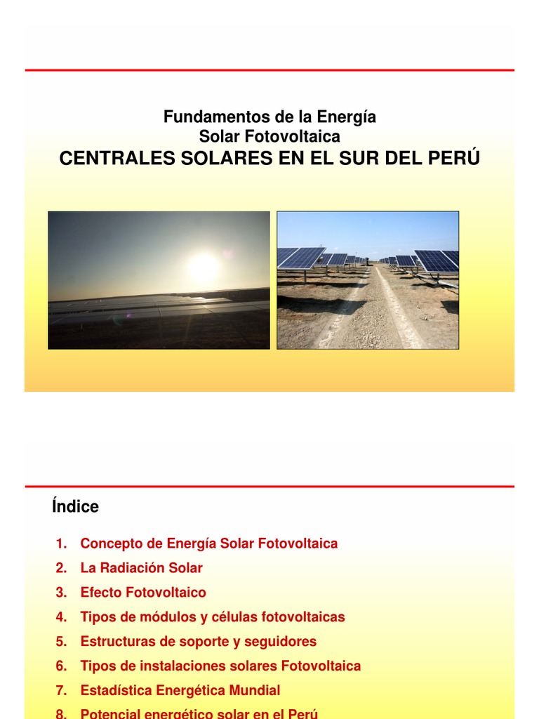 Tecnologia Aplicada en La Central Fotovoltaica TACNA SOLAR | PDF ...