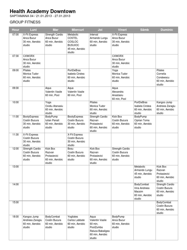 World Class Schedule | Download Free PDF | Rehabilitation Medicine ...