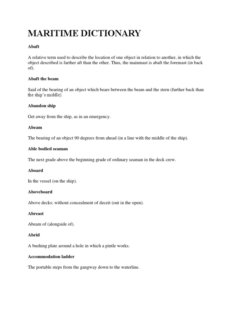 MARITIME Dictionary | PDF | Stern | Deck (Ship)