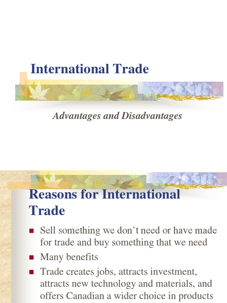International Trade Advantages and Disadvantages | Exports | Employment
