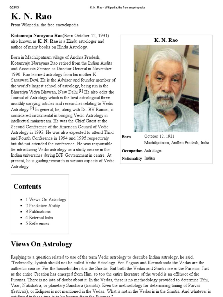 K N Rao | PDF | Hindu Astrology | Astrology