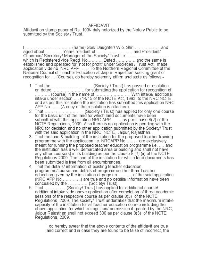 Affidavit for Trust and Reply NRC NCTE | Notary Public | Civil Law ...