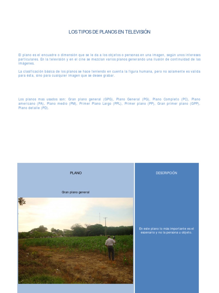Los Tipos de Planos en Television | PDF