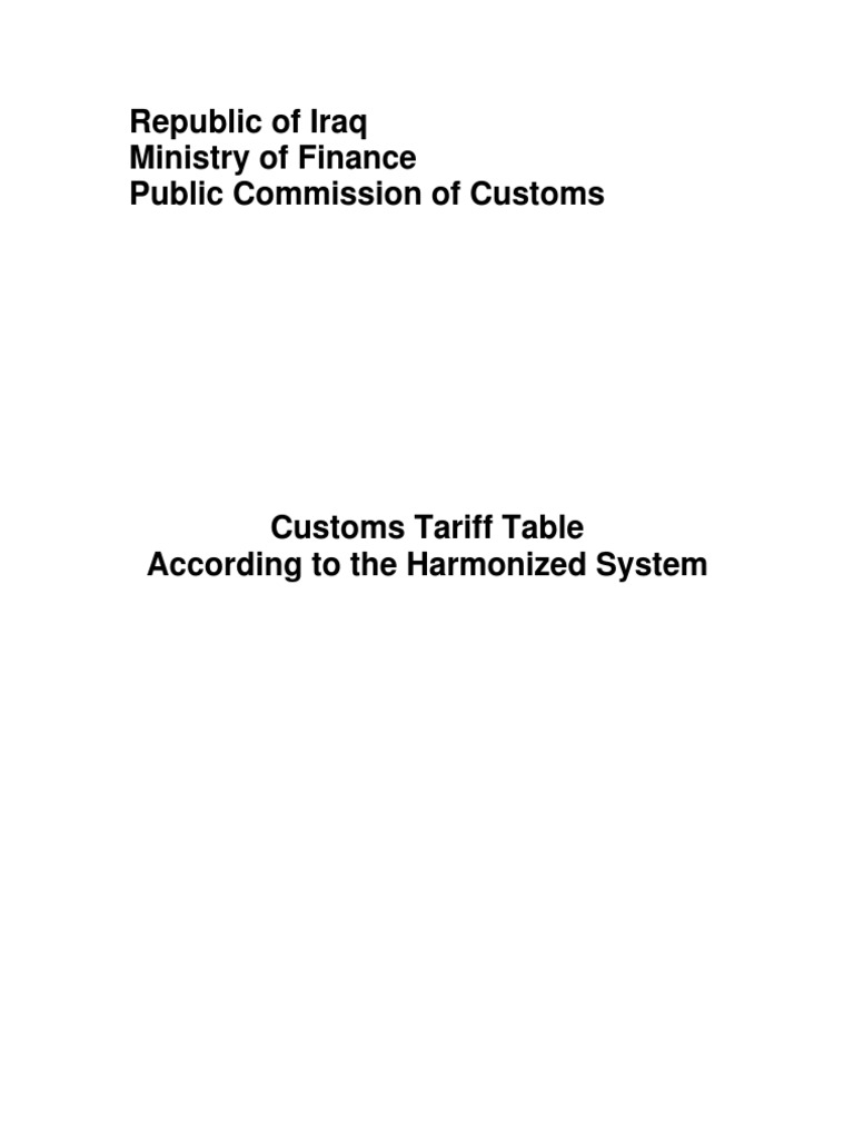 Iraq Customs Tariff Schedule 2023 | PDF | Cheese | Tuna
