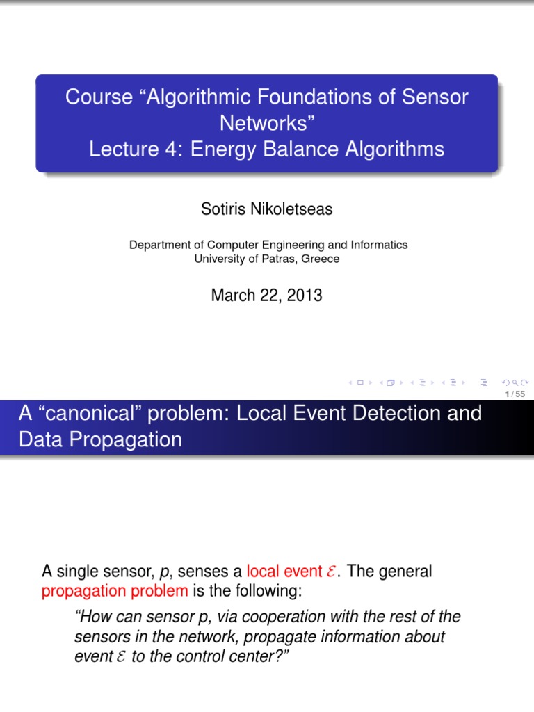 Course Algorithmic Foundations Of Sensor Networks Lecture 4 Energy Balance Algorithms Pdf 8492