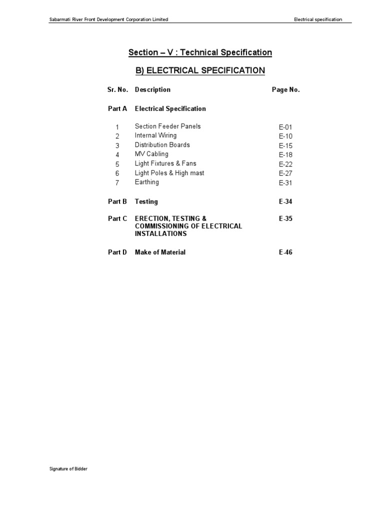 04 Electrical Specification | PDF | Electrical Wiring | Electrical ...