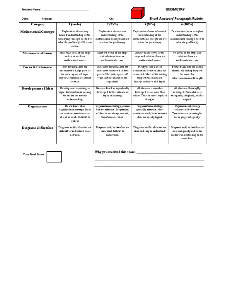 Geometry Project Rubric | PDF | Strategic Management | Rubric (Academic)