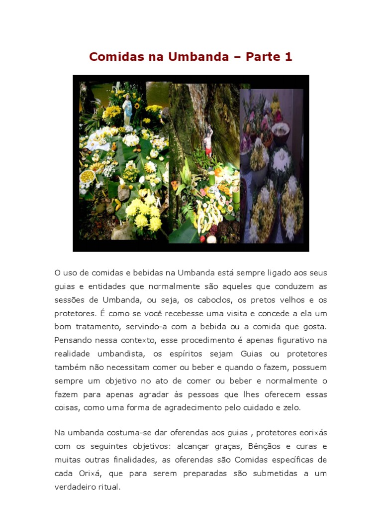 Comidas Na Umbanda | PDF | África | Alimentos
