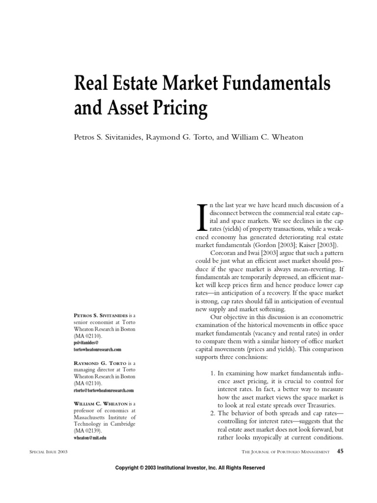 Real Estate Market Fundamental | PDF | Inflation | Interest Rates