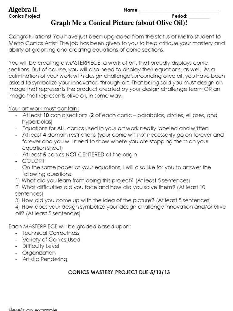 Conics Art Project | PDF | Equations | Space