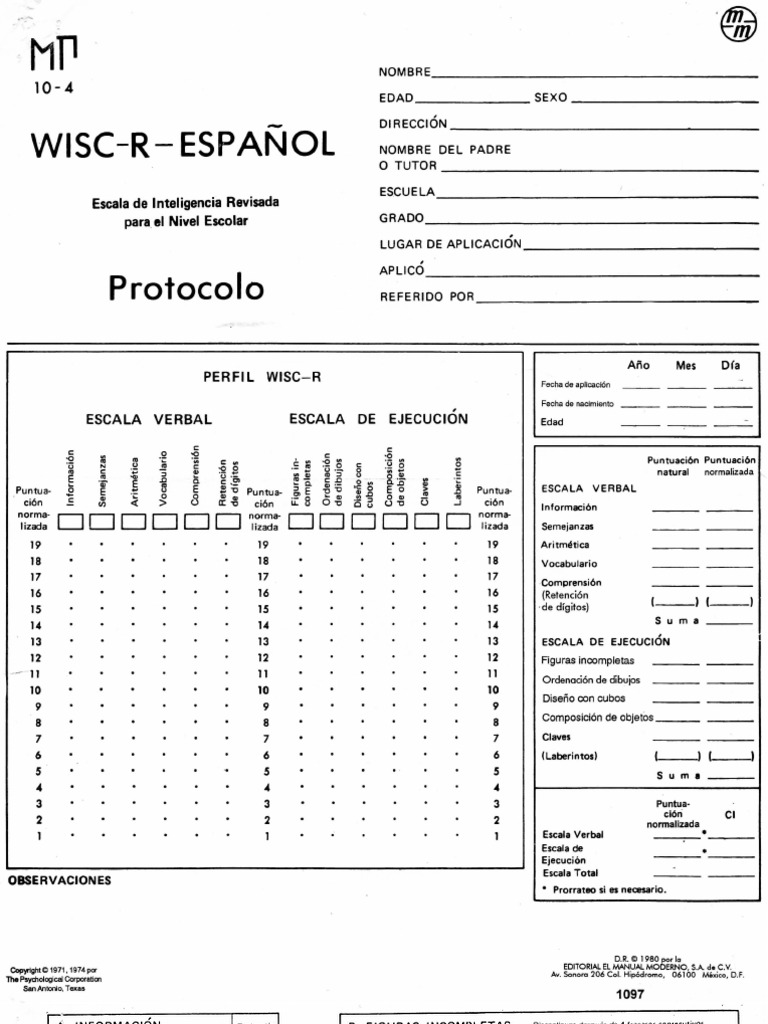 Protocolo Wisc R
