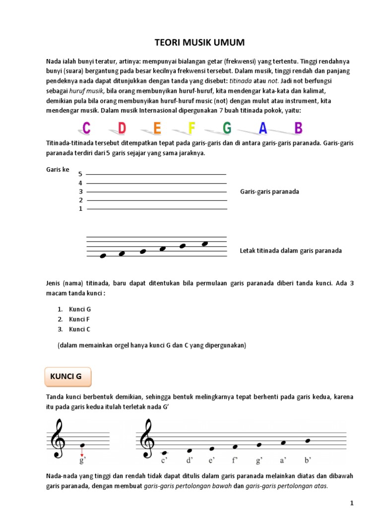 Teori Musik: Kunci dan Tangga Nada | PDF | Seni & Disiplin Bahasa