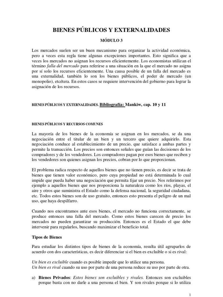 Bienes Públicos y Externalidades | PDF | Exterioridad | Bien público