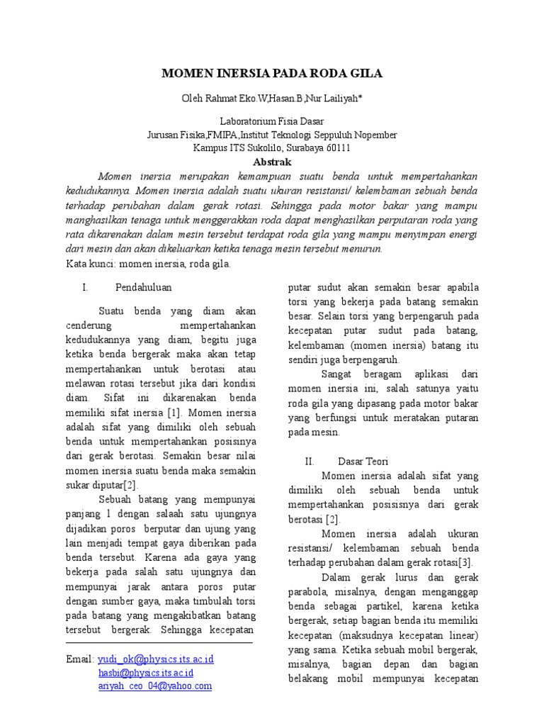 Aplikasi Momen Inersia Pada Roda Gila | PDF