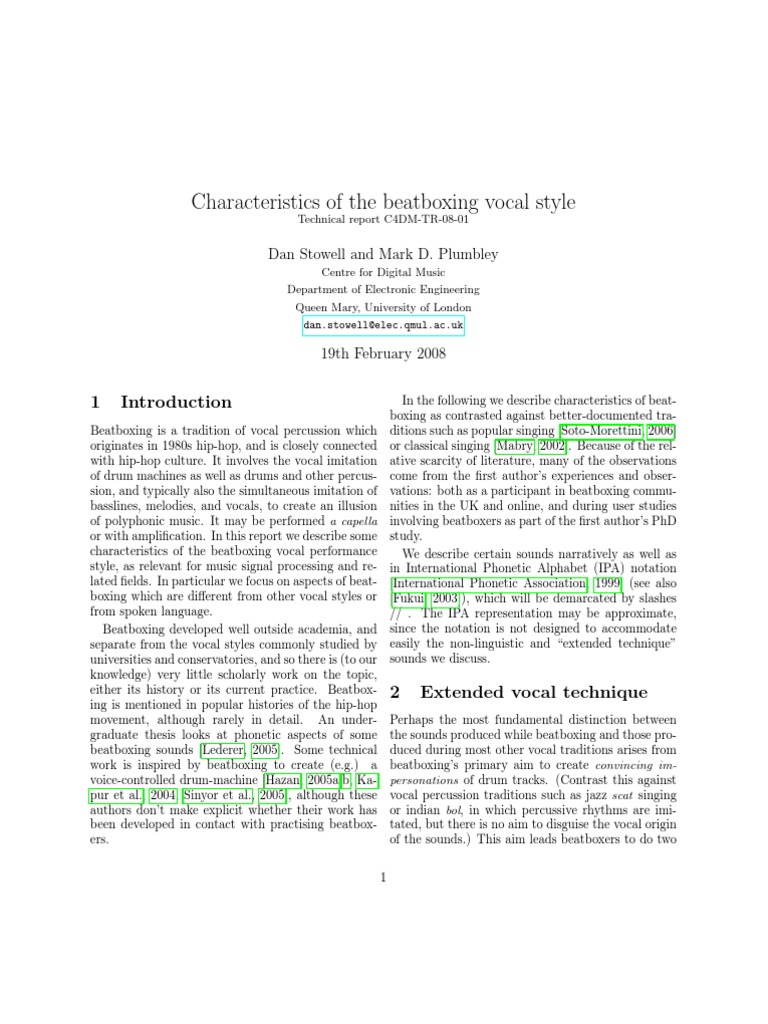 Beatboxing Techniques. | PDF | Singing | Vocal Pedagogy