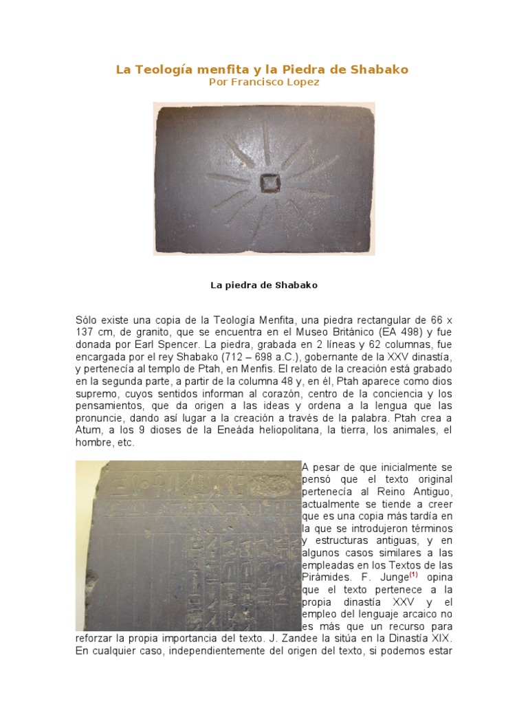 La Teología Menfita y La Piedra de Shabako | PDF | Horus | Osiris