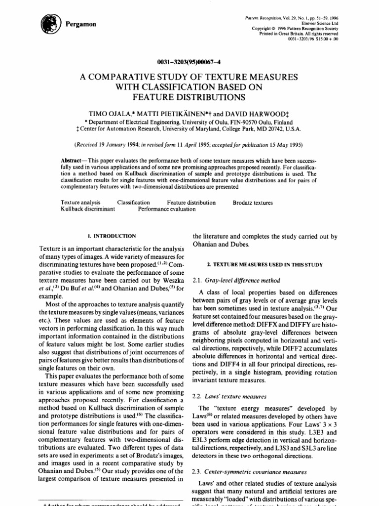 A Comparative Study of Texture Measures (1996-Cited1797) | PDF ...
