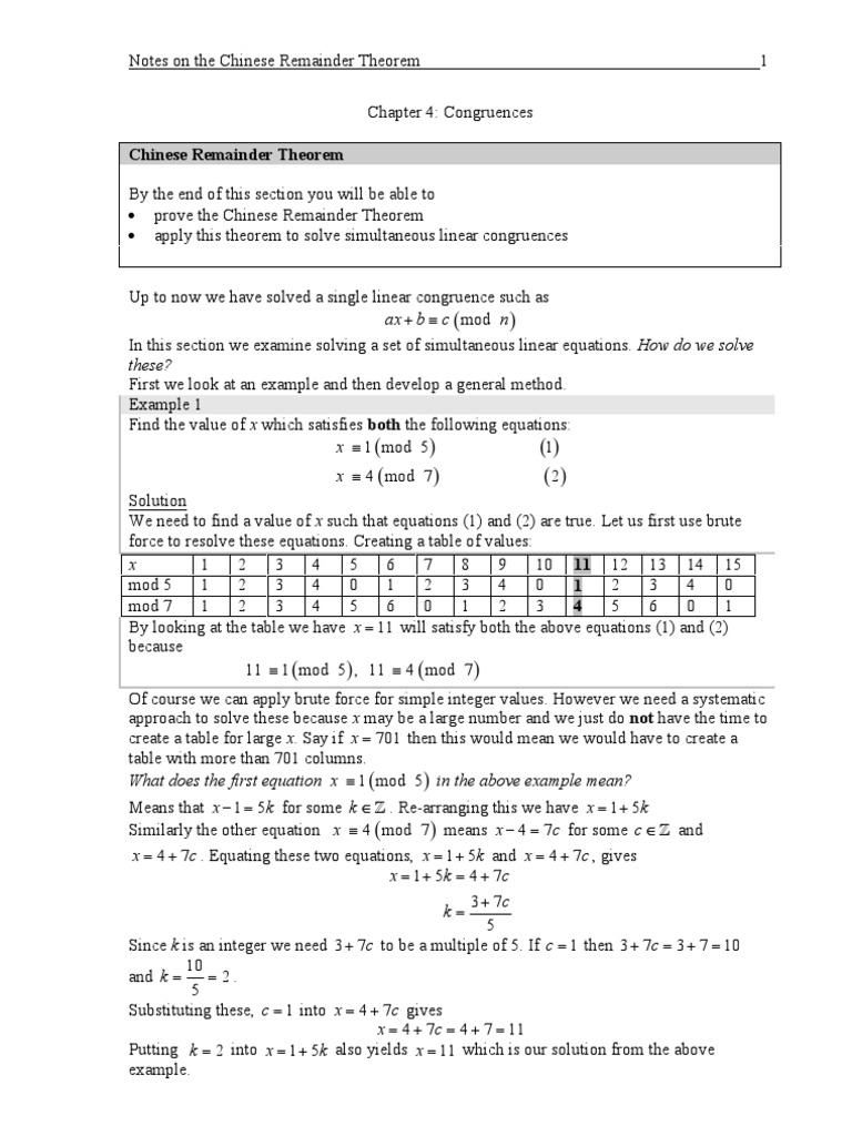 Chinese Remainder Theorem | Equations | Mathematical Concepts