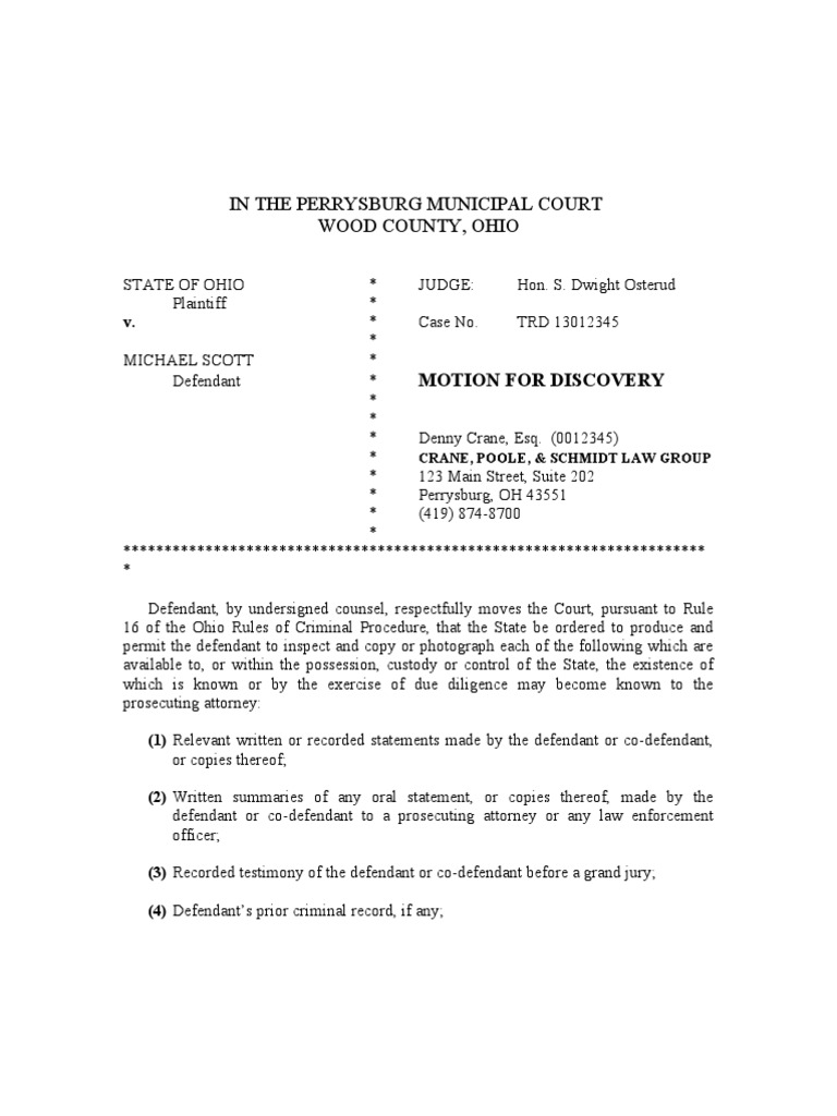 discoverymotion | Prosecutor | Discovery (Law)