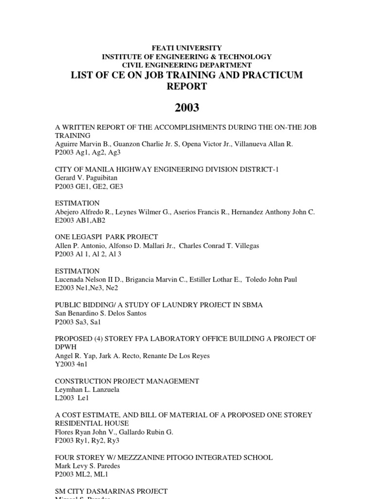 FEATI University, Civil Engineering Department | PDF | Intellectual ...