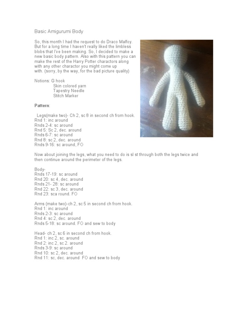 Amigurumi Body Pattern Guide | PDF | Home & Garden
