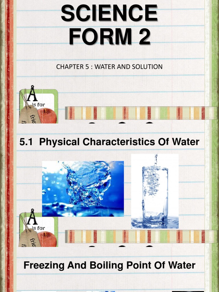 Science Form 2: Chapter 5: Water and Solution | PDF
