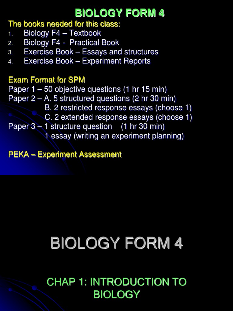Biology Form 4: The Books Needed For This Class | PDF | Scientific ...