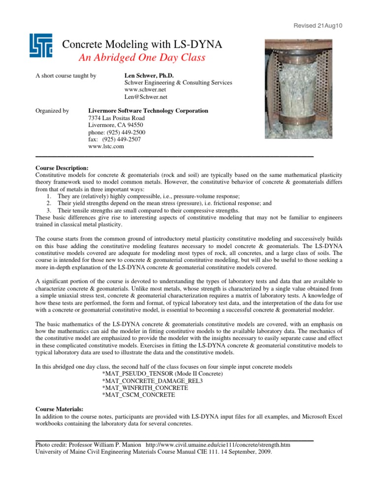 LS-DYNA Concrete Material | PDF | Plasticity (Physics) | Stress (Mechanics)