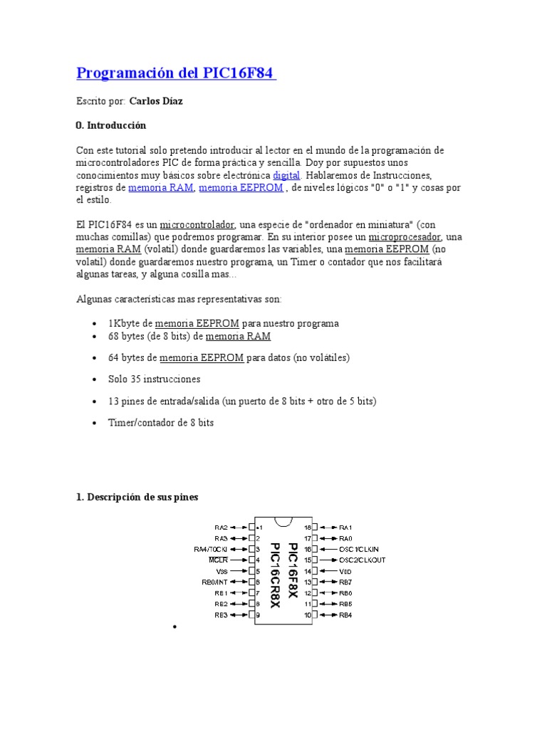 Programacion Del Pic 16f84 Ejemplos | PDF | Poco | Almacenamiento de datos de la computadora