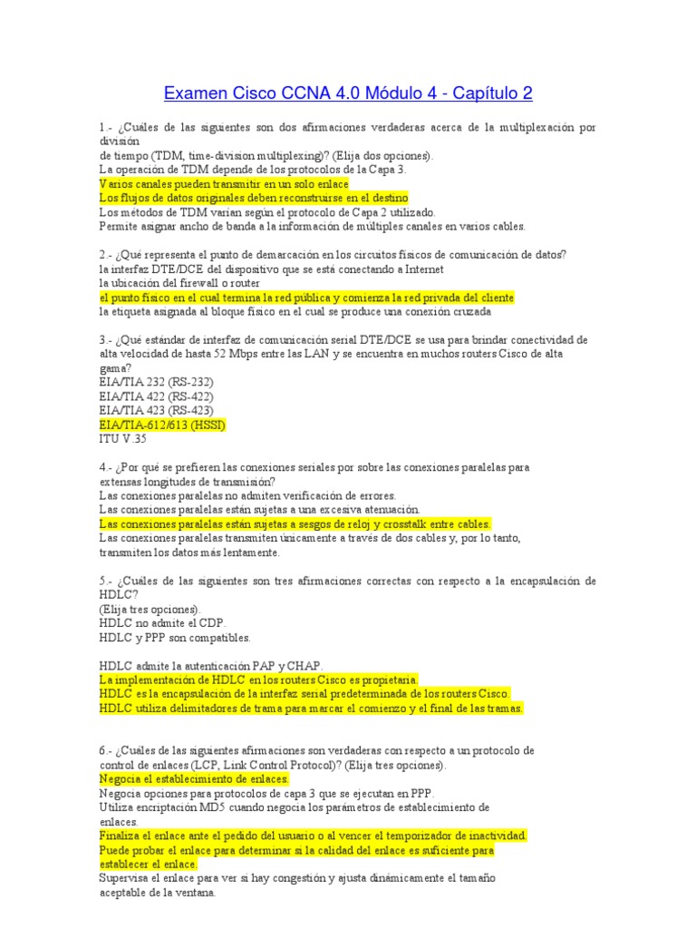 Examen Cisco CCNA 4 Capitulo 2 | PDF | Enrutador (Computación ...