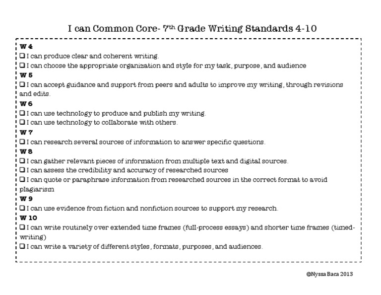7th Grade Writing Standards 4-10 | PDF