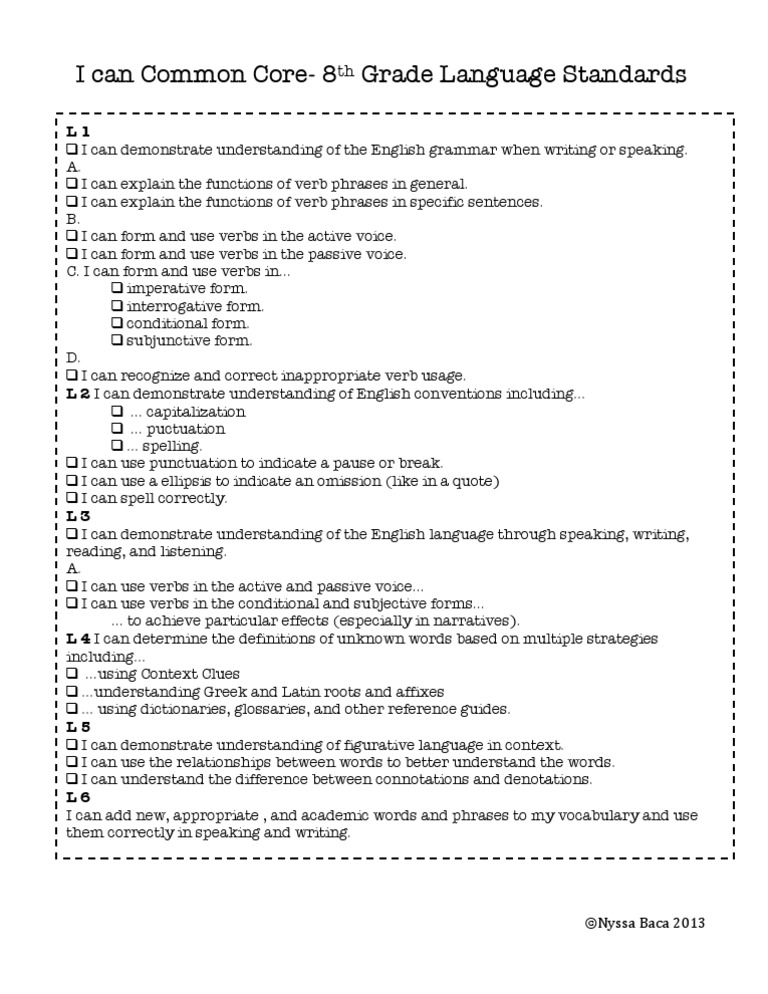 8th Grade Language Standards | PDF